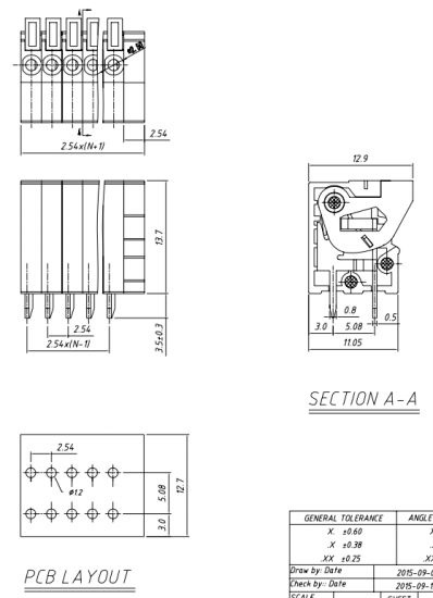 PCB Spring terminal block 141V-2.54