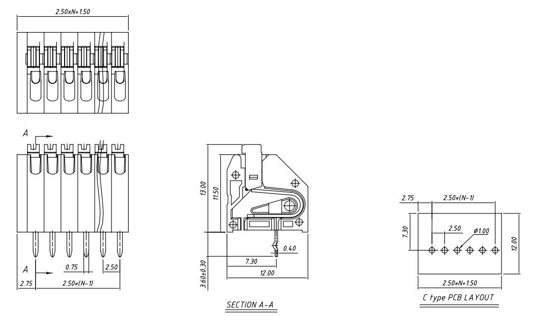 PCB Spring terminal block 250-2.5