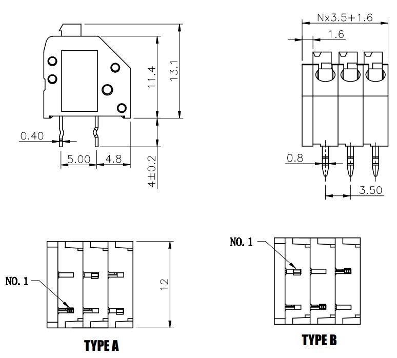 PCB Spring terminal block 250-3.50